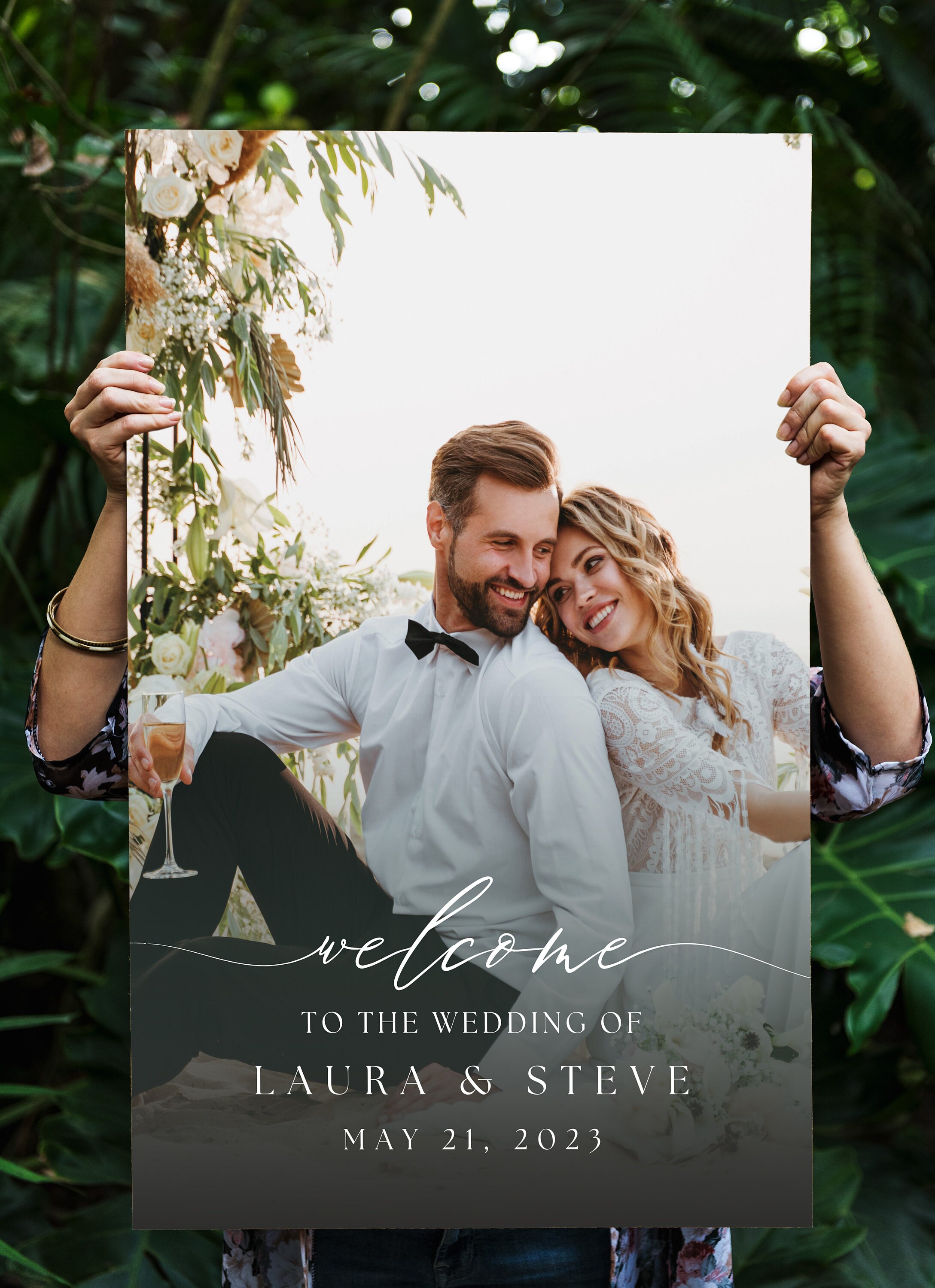 Custom Photo Wedding Welcome Sign - Personalized Rehearsal Decor ...