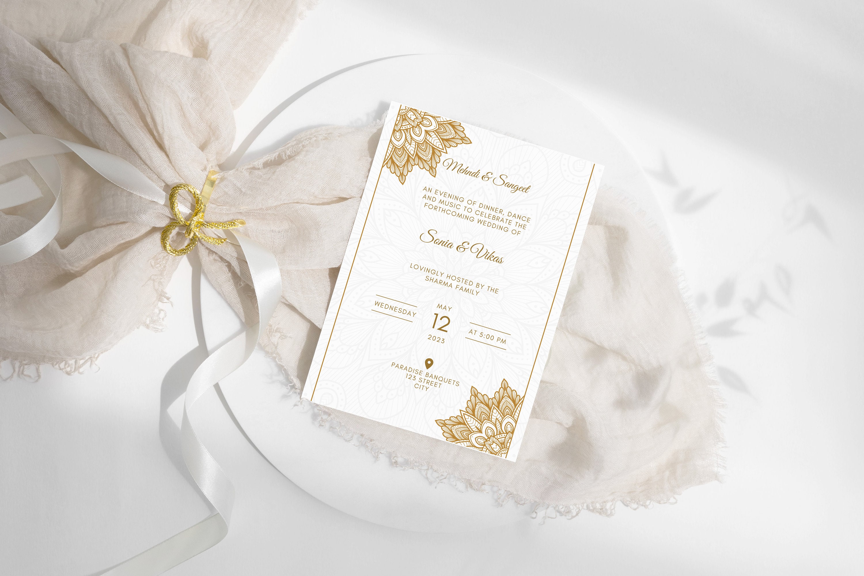DIY Hindu Wedding Invitation Template All in One Bundle Gold Mandala ...
