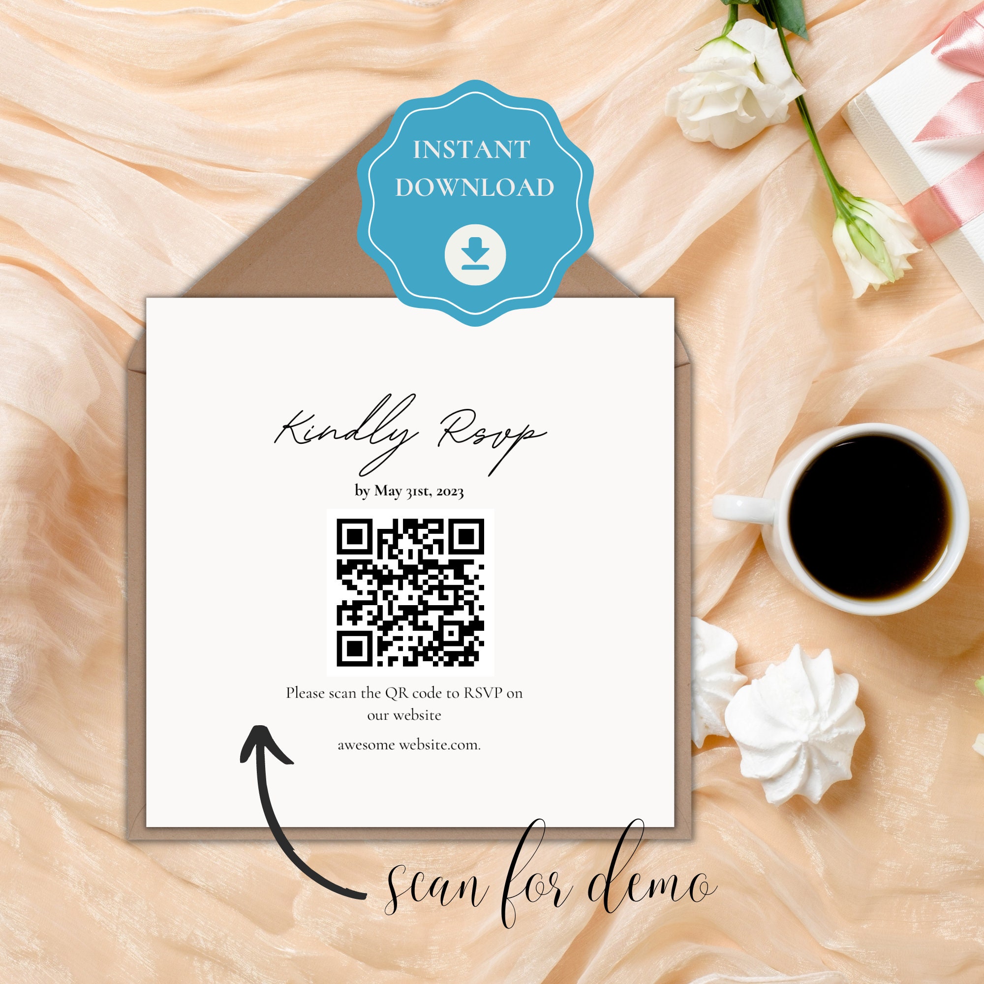 Printable Wedding Website QR Code Insert Instant Download, Wedding ...