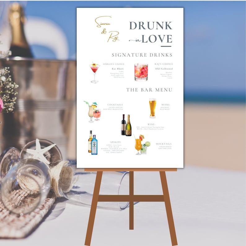 Personalized Wedding Bar Sign Template - Printable Instant Download - Etsy