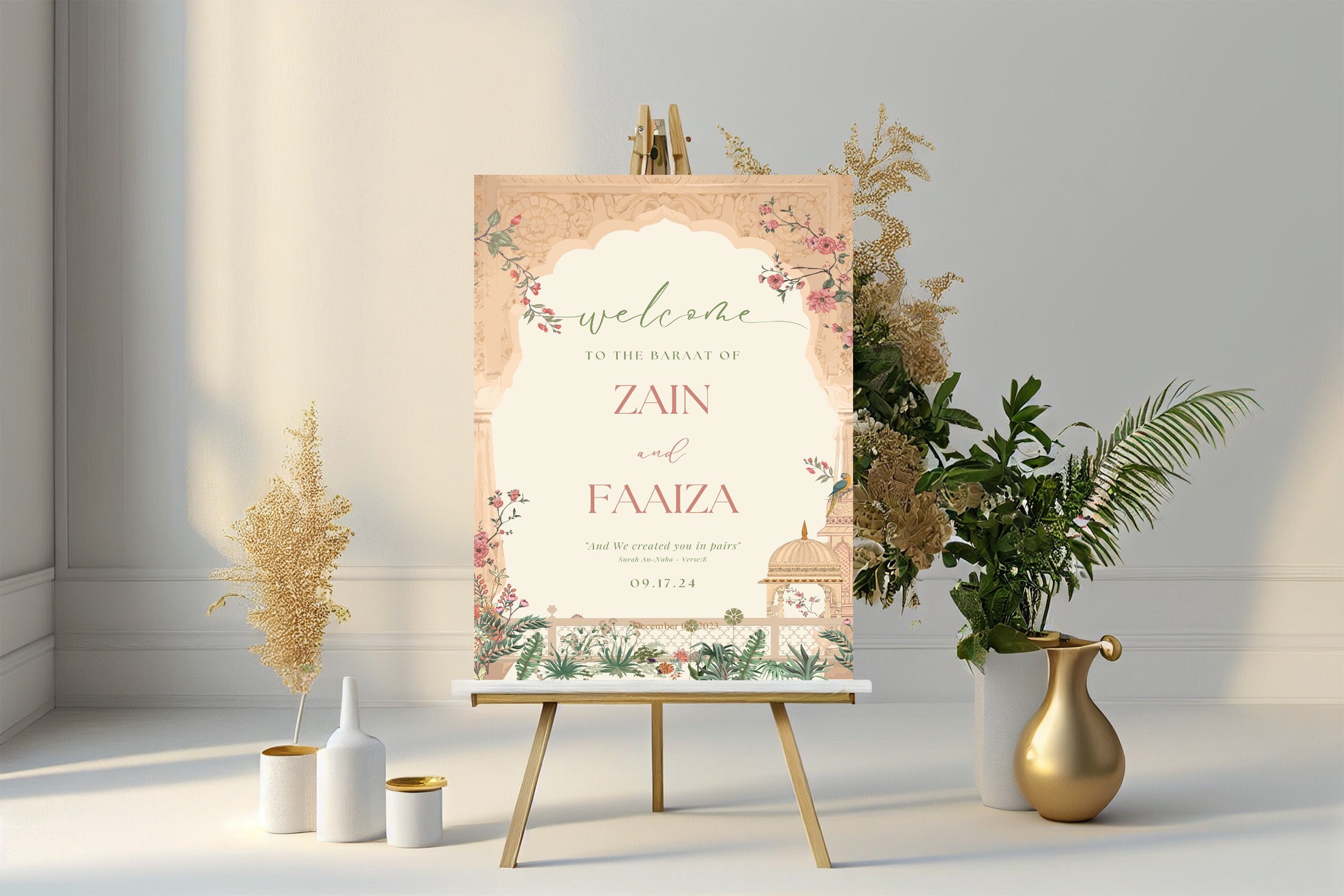 Muslim Wedding Welcome Sign, Nikkah Welcome Sign, Islamic Baraat ...
