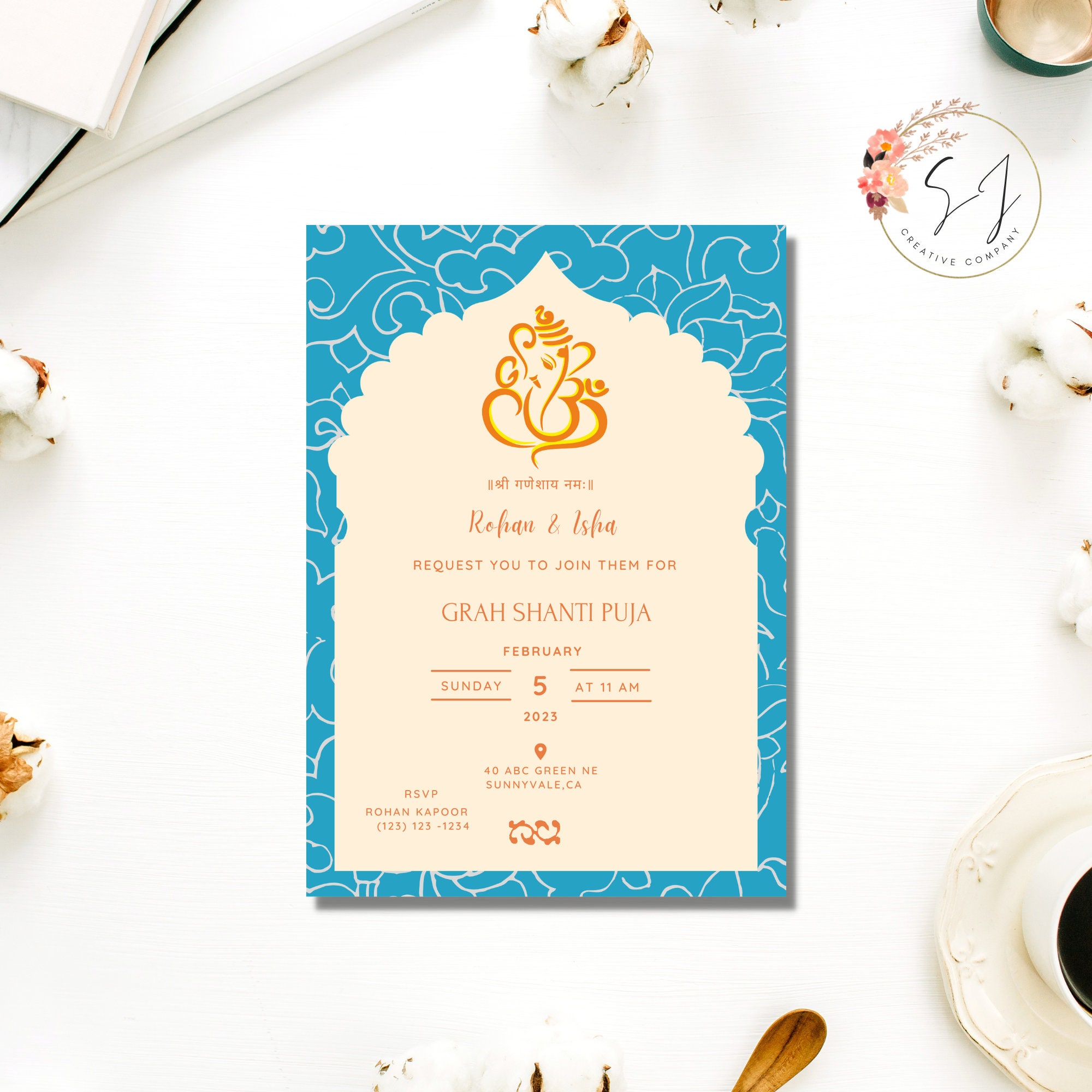 Gruhapravesam Invitation | Indian Housewarming Invite | Graha Shanti ...