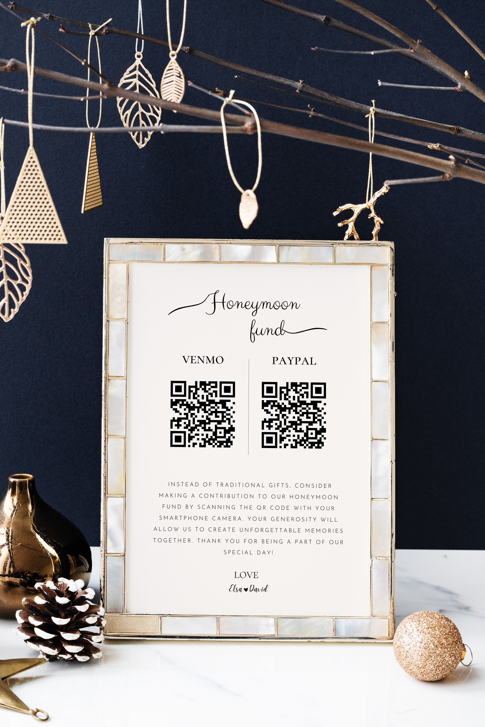Honeymoon Fund QR Code Sign With Venmo and Paypal Convenient and Easy ...
