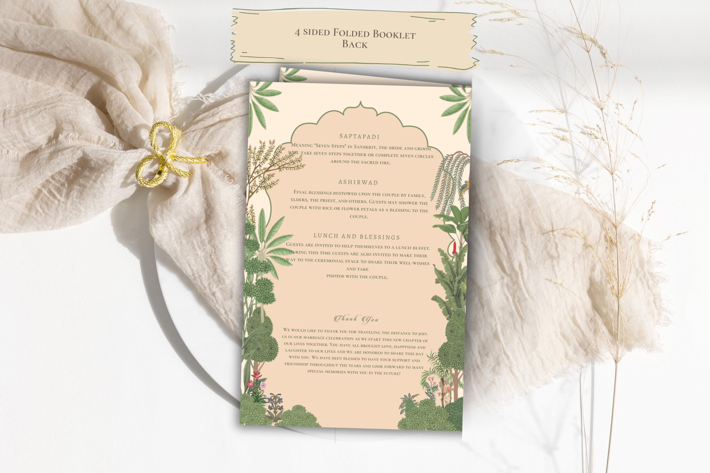 DIY Hindu Wedding Program Guide Traditional Green Garden Design ...