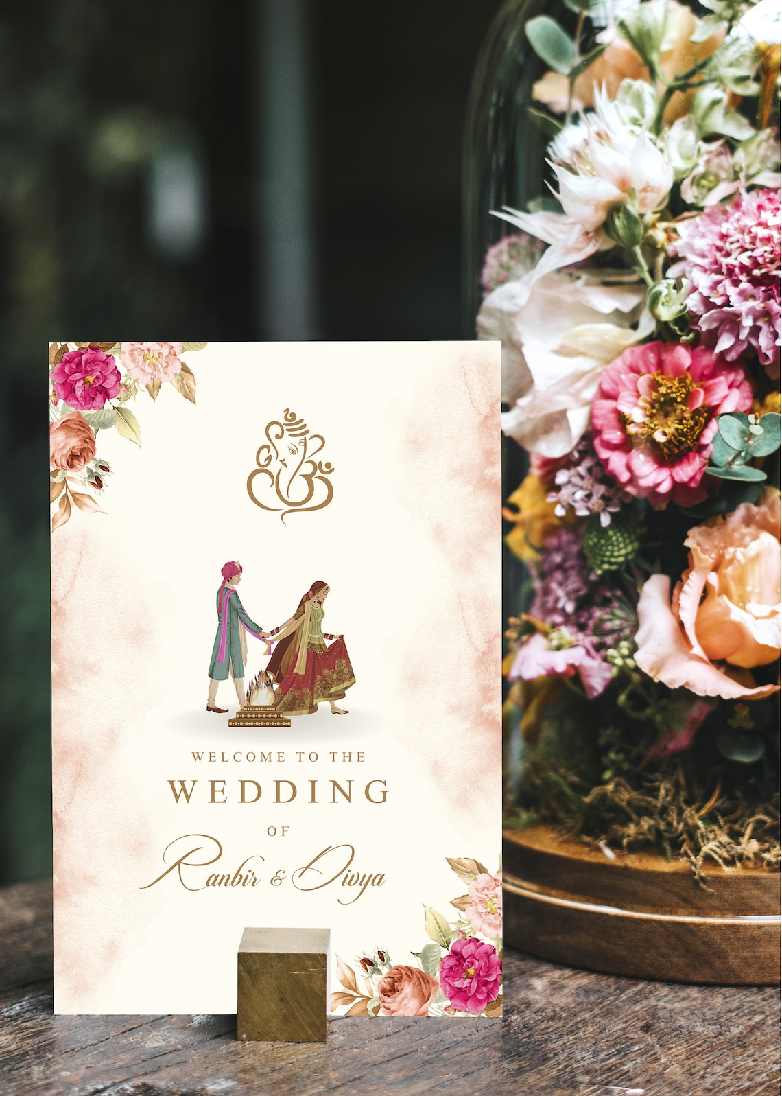 DIY Hindu Wedding Program Guide Elegant Floral Design, Wedding Ceremony ...