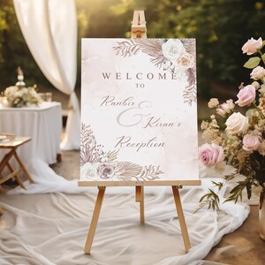 Premium Pink Boho Wedding Reception Sign | Elegant Décor | Multiple ...