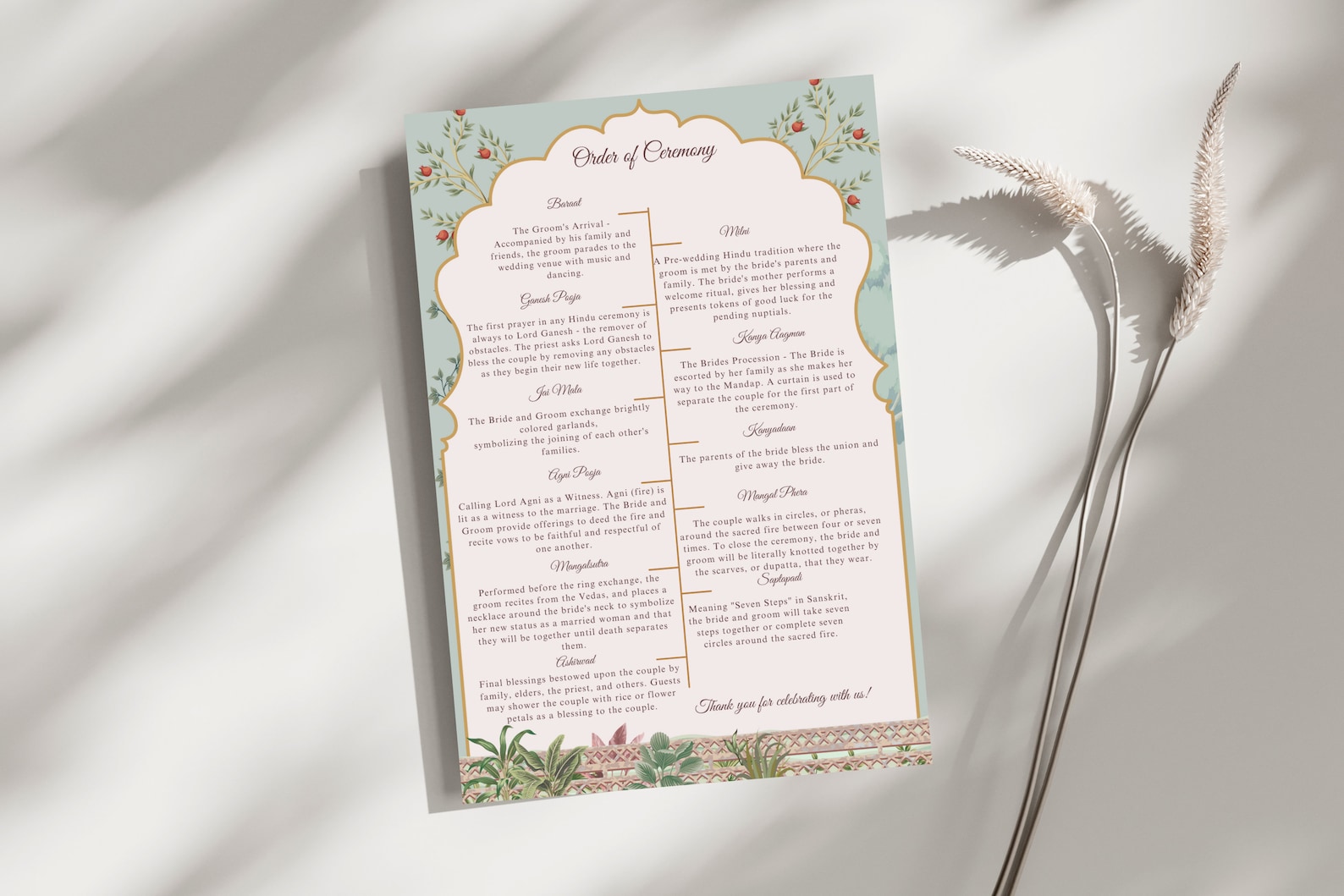 DIY Hindu Wedding Program Guide Traditional Mughal Garden Design ...