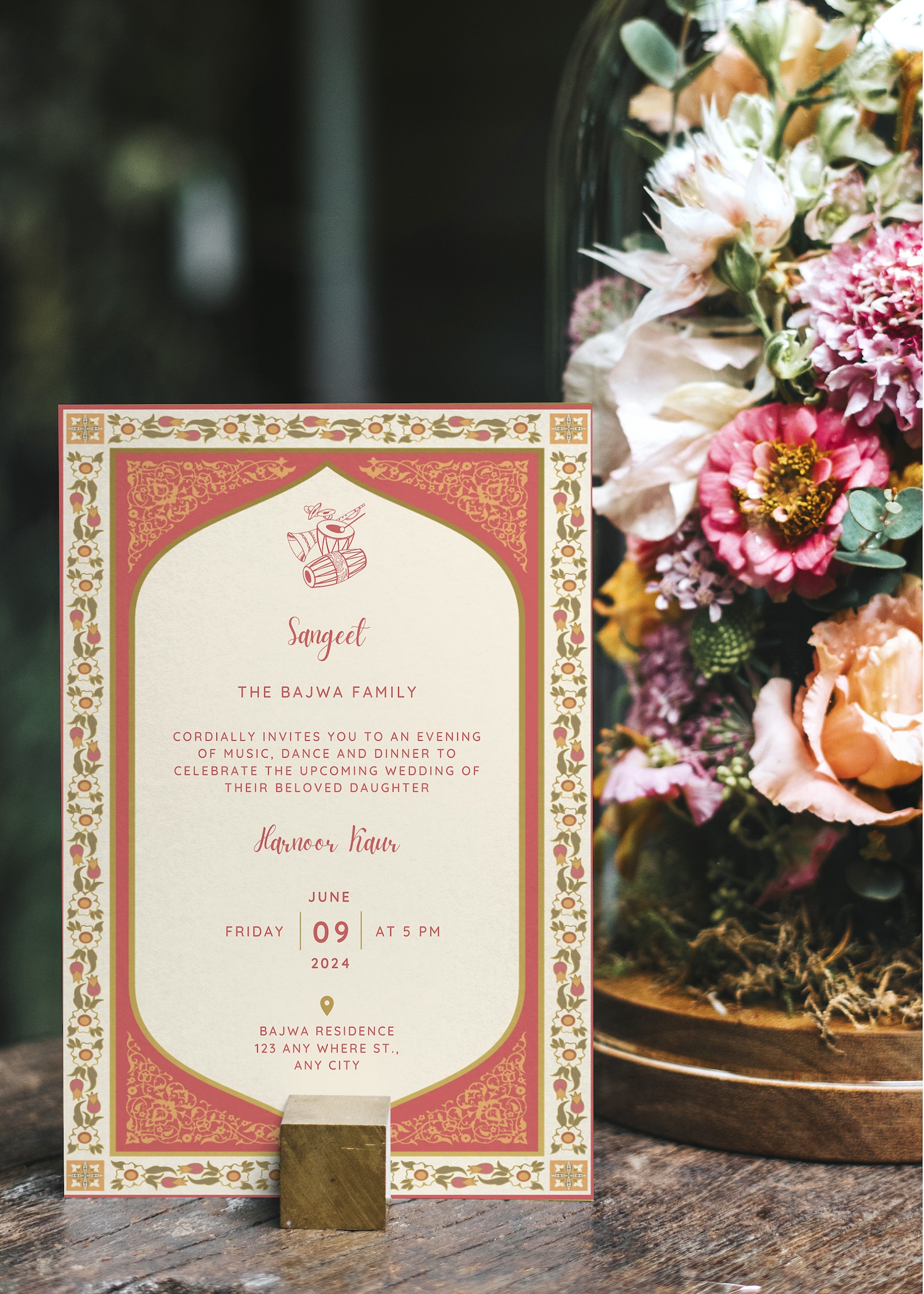Elegant Punjabi Wedding Invitation | Ethnic Jaggo Sangeet Invite ...