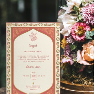 Elegant Punjabi Wedding Invitation | Ethnic Jaggo Sangeet Invite ...
