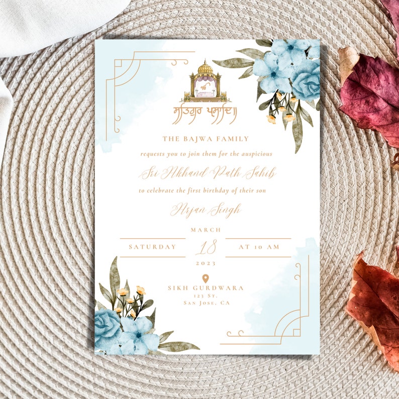 Akhand Path Sahib Digital Invitation Card | Sukhmani Sahib Invite for ...