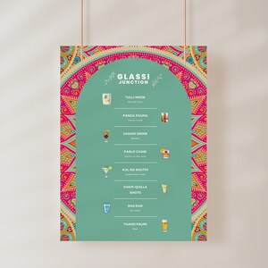 Customizable Drinks and Bar Menu Sign for Sangeet, Mayian, Mehndi, Jago ...