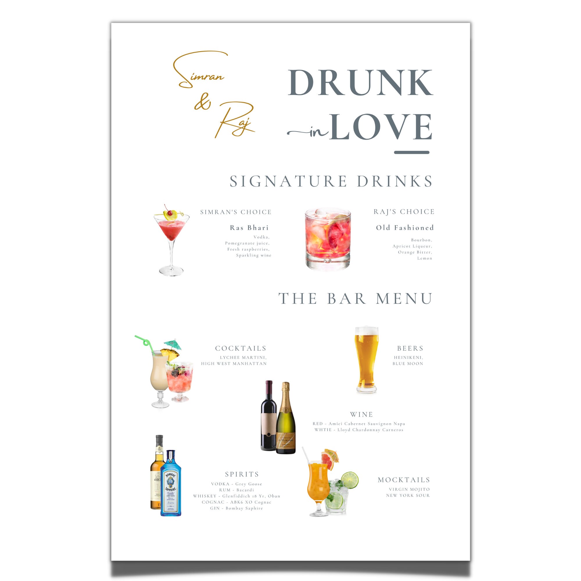 Personalized Wedding Bar Sign Template Printable Instant Download - Etsy