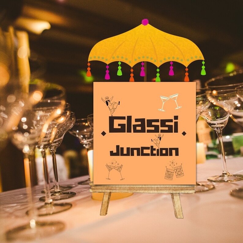 Punjabi Wedding Functions Bar Sign Glassi Junction Sign Desi Party Sign ...