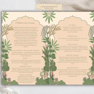 DIY Hindu Wedding Program Guide Traditional Green Garden Design ...