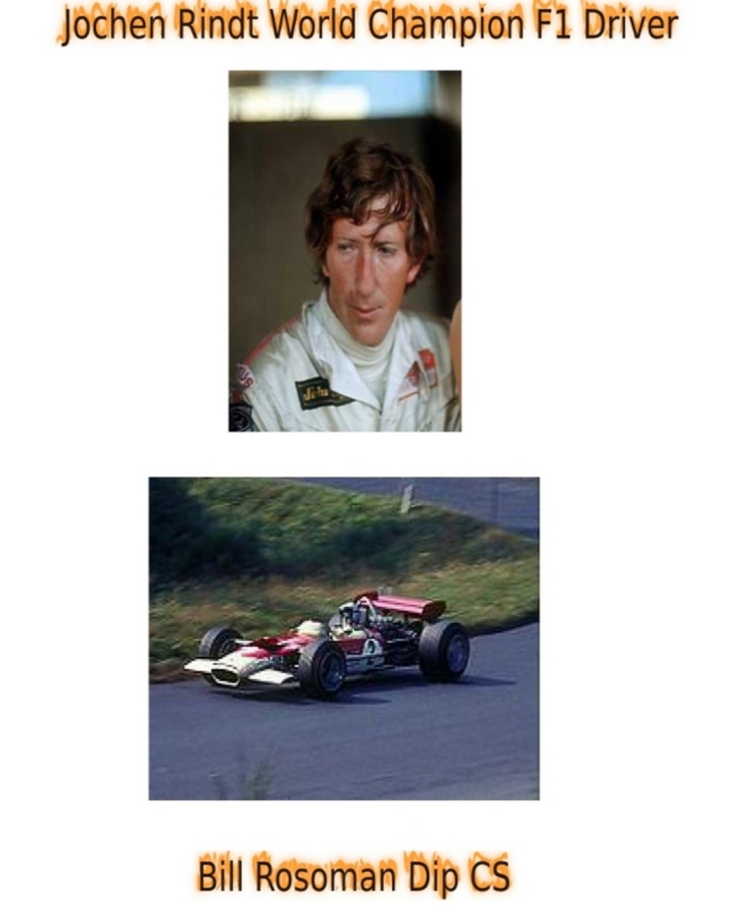Jochen Rindt World Champion F1 Driver - Etsy