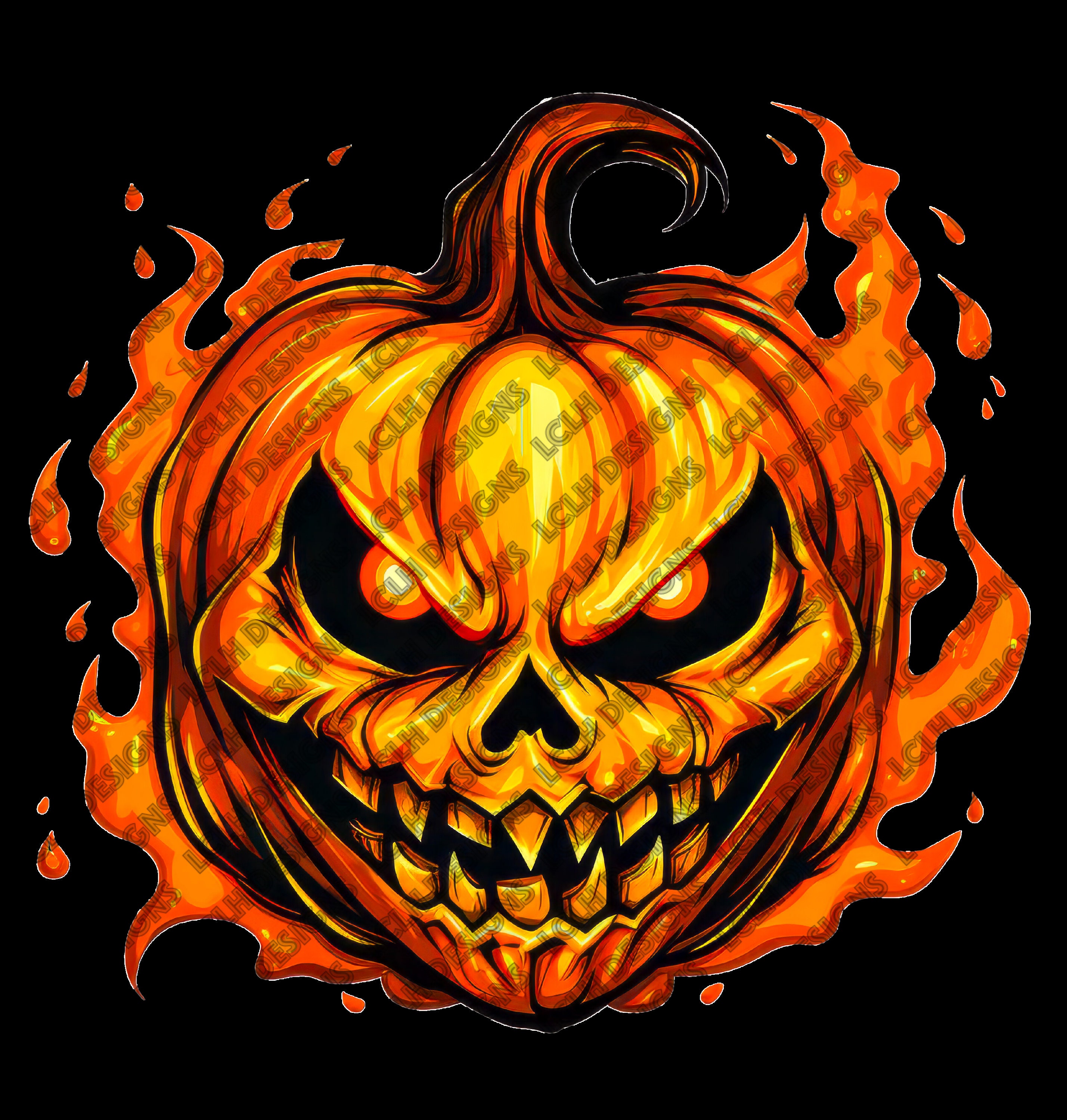 Flaming Jack-o-lanterns Mini Pack, 300 DPI, PNG, Mini Bundle, Jack-o ...