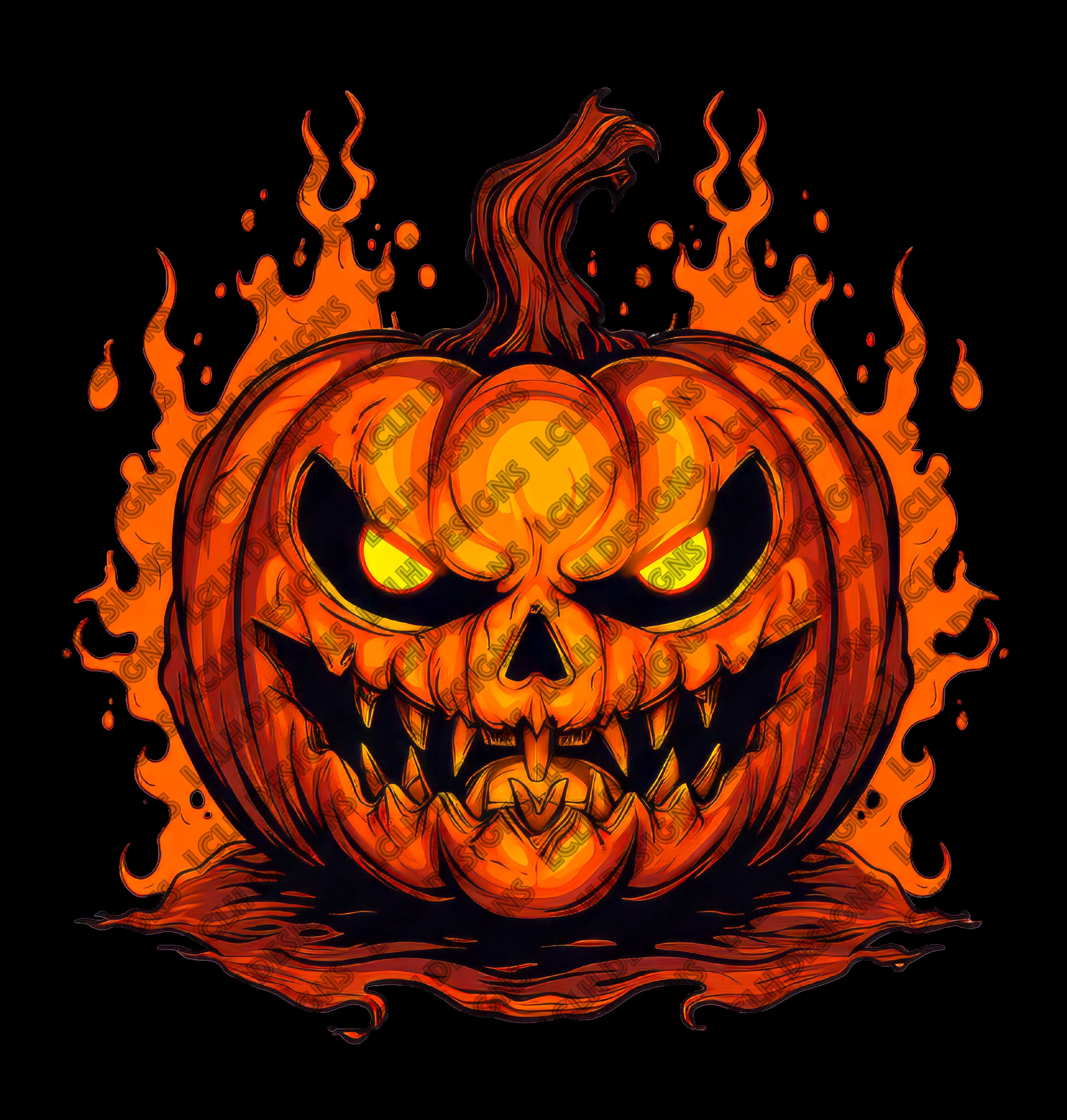Flaming Jack-o-lanterns Mini Pack, 300 DPI, PNG, Mini Bundle, Jack-o ...