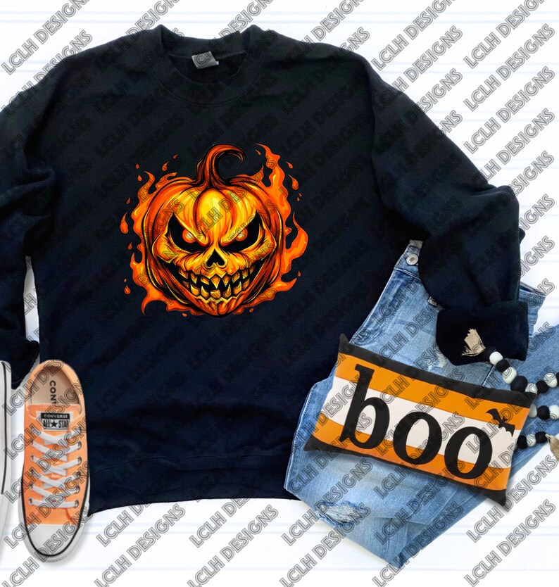 Flaming Jack-o-lanterns Mini Pack, 300 DPI, PNG, Mini Bundle, Jack-o ...