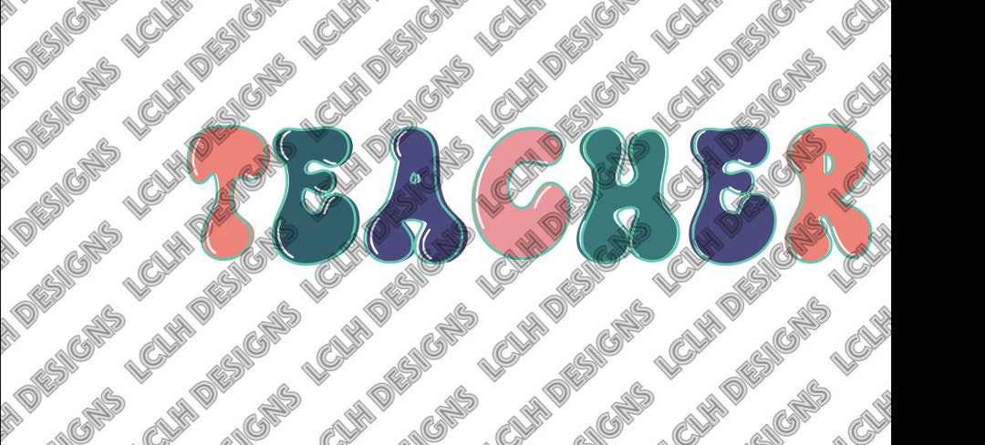 Teacher Boho Bubble Letters, Multicolored, PNG, Sublimation, Boho ...