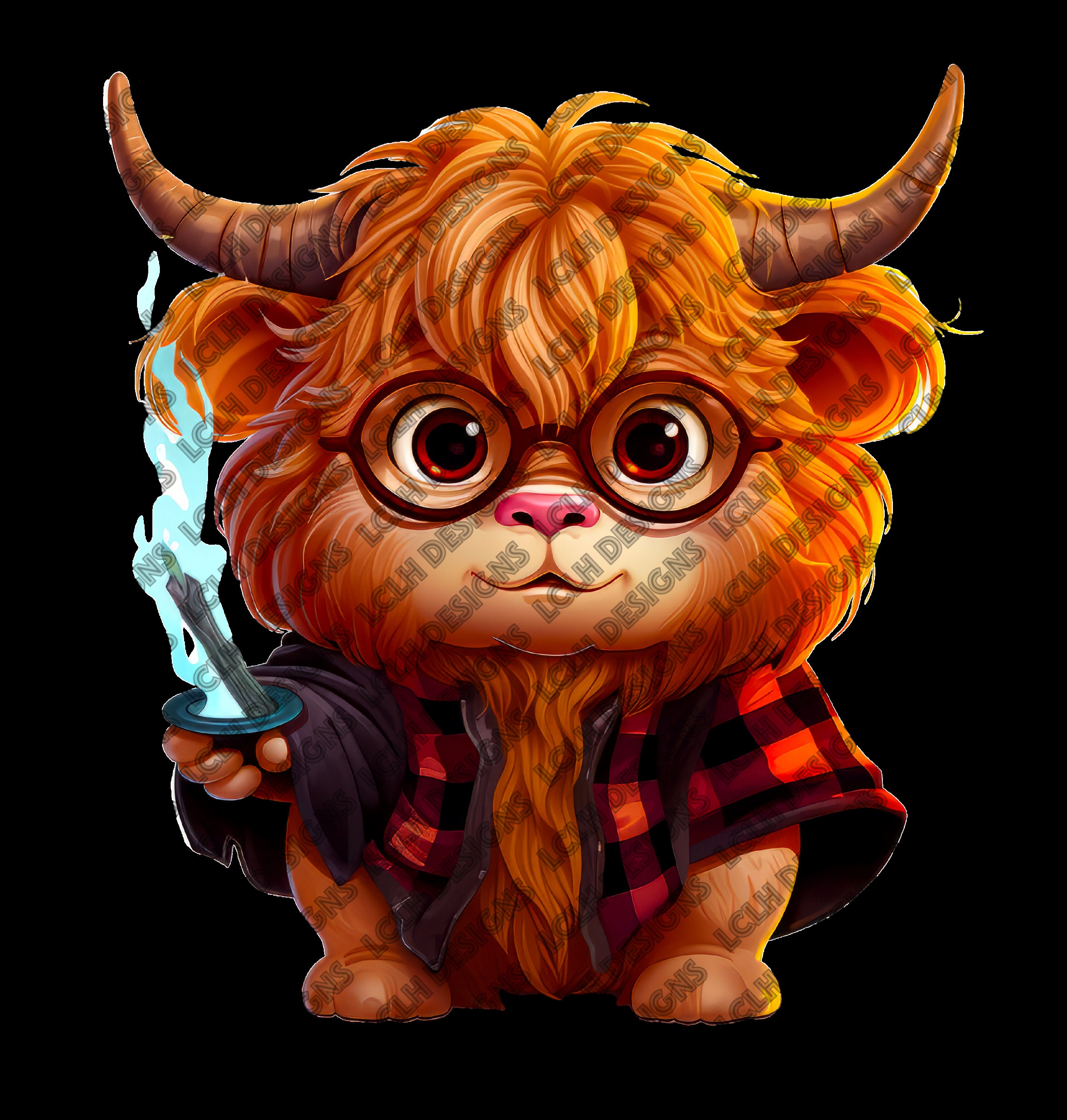 Baby Highland Cow Wizard Mini Pack, 300 DPI, PNG, Mini Bundle, Cow ...