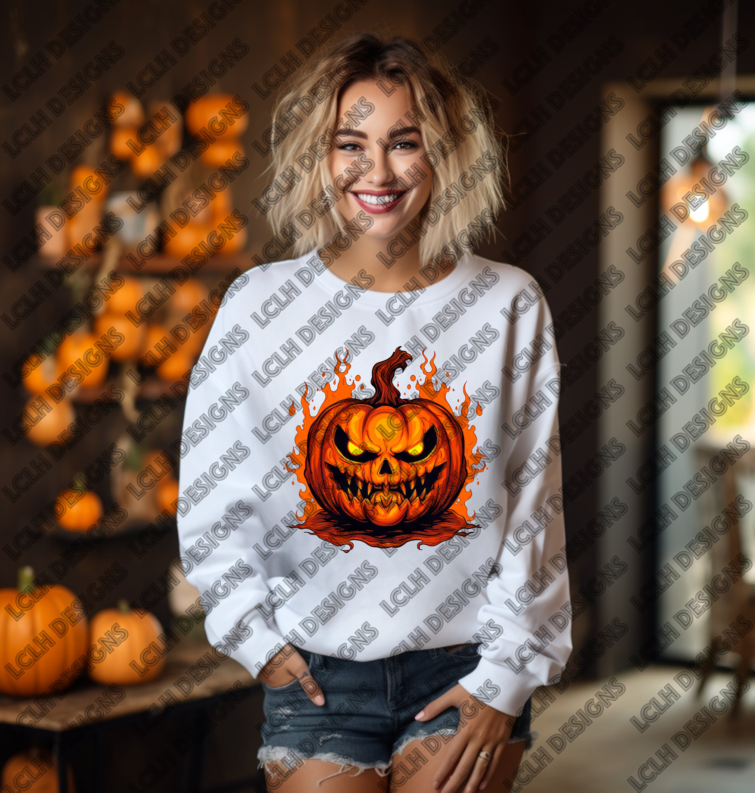 Flaming Jack-o-lanterns Mini Pack, 300 DPI, PNG, Mini Bundle, Jack-o ...