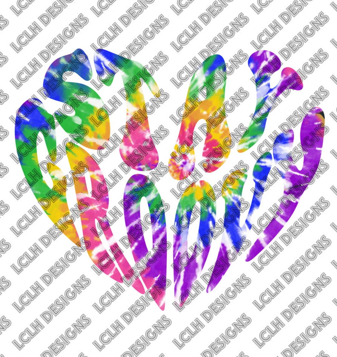 Stay Groovy Double Splatter Tie Dye Heart, PNG, Sublimation, Design ...
