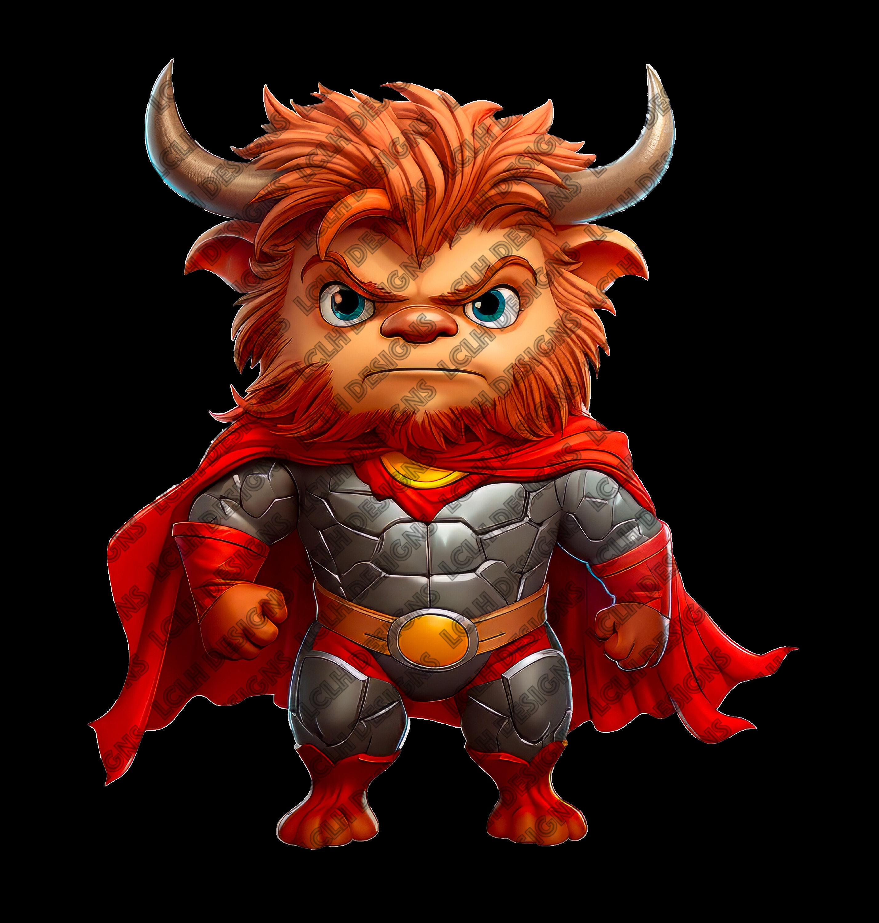 Baby Highland Cow Superhero Mini Pack, 300 DPI, PNG, Mini Bundle ...