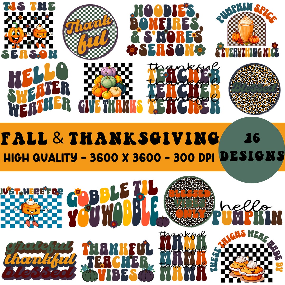 Fall and Thanksgiving Bundle, 16 Design Collection Plus Bonus Designs ...