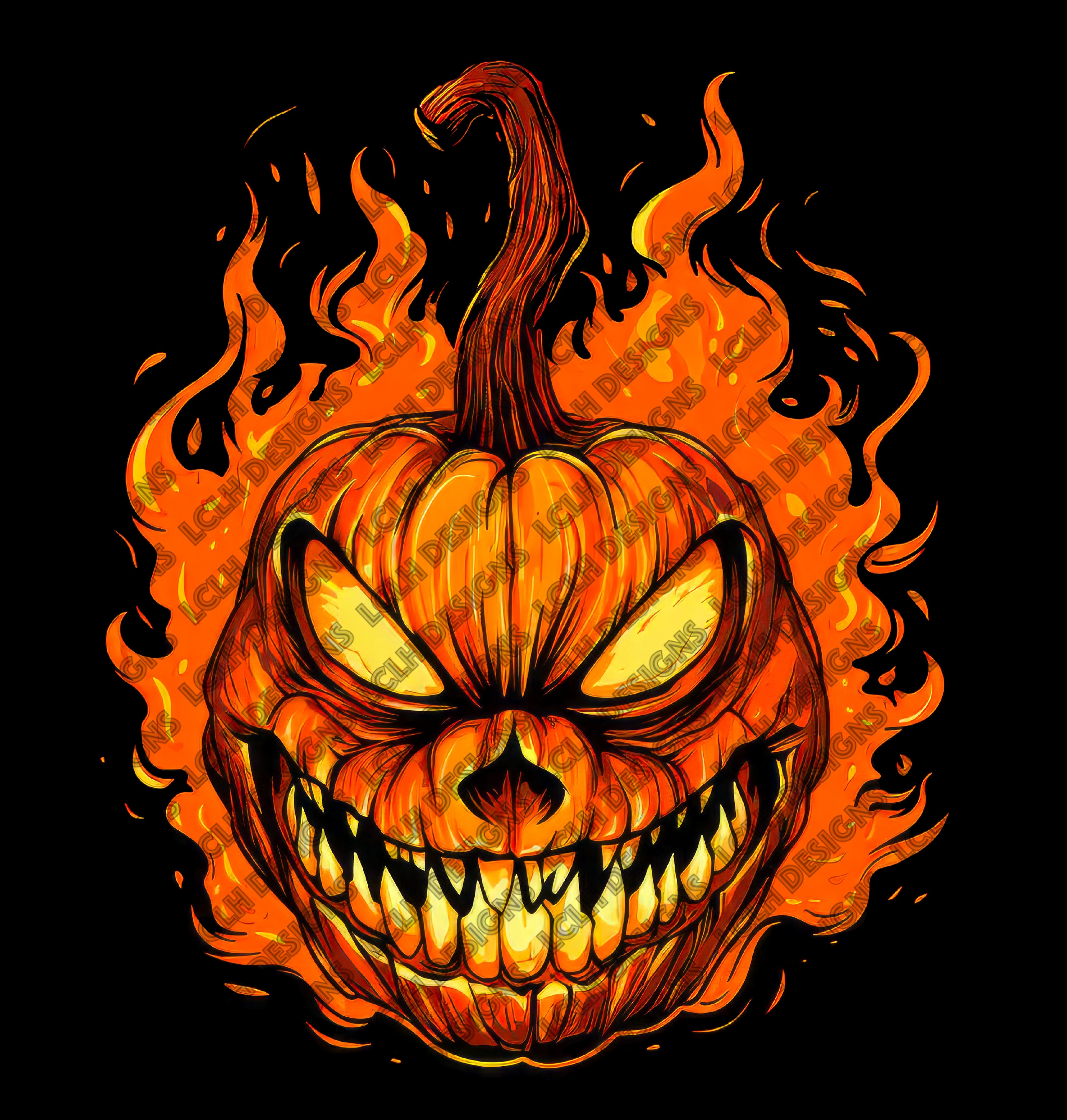 Flaming Jack-o-lanterns Mini Pack, 300 DPI, PNG, Mini Bundle, Jack-o ...