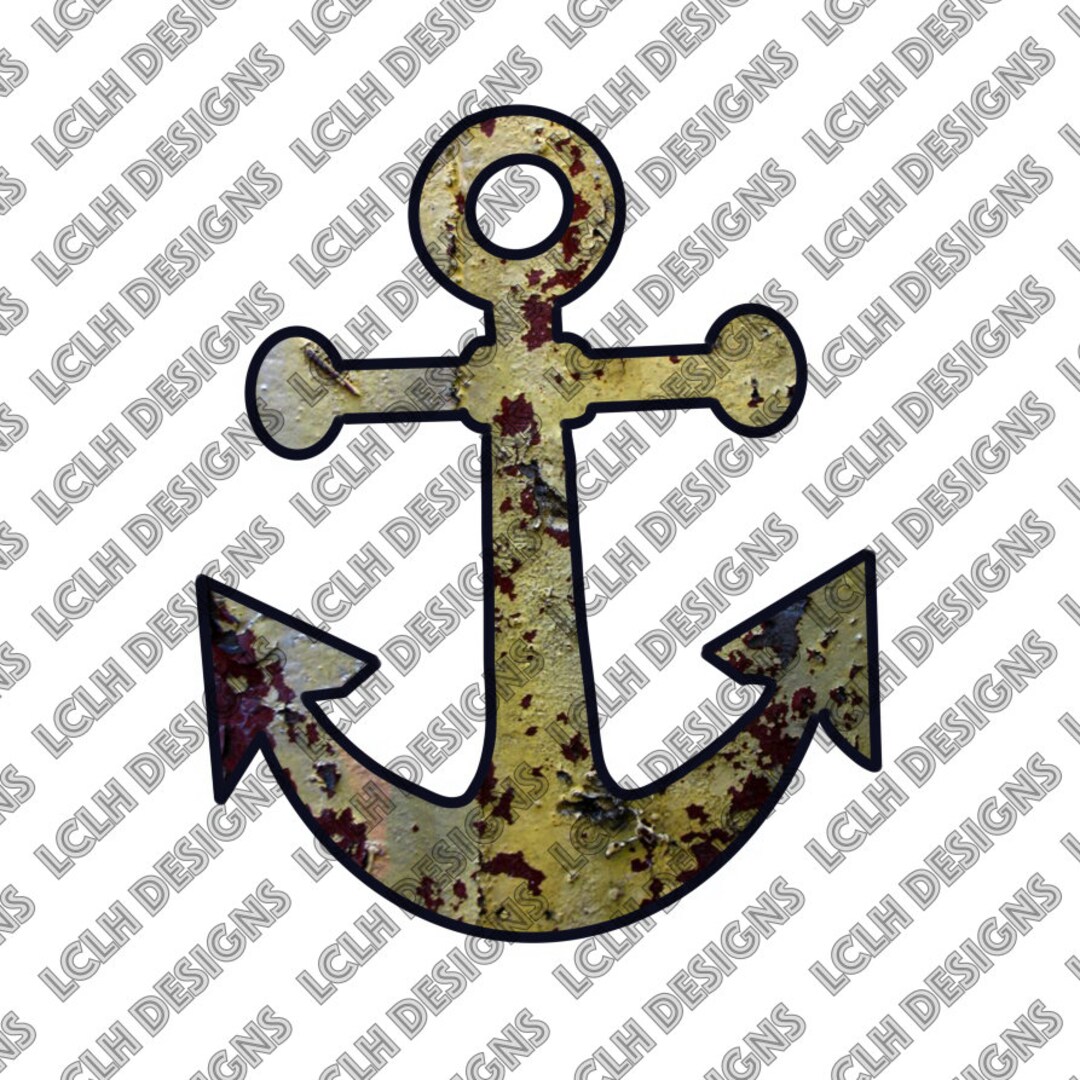 Yellow Rusted Anchor With Outline, PNG, Sublimation, Design ...