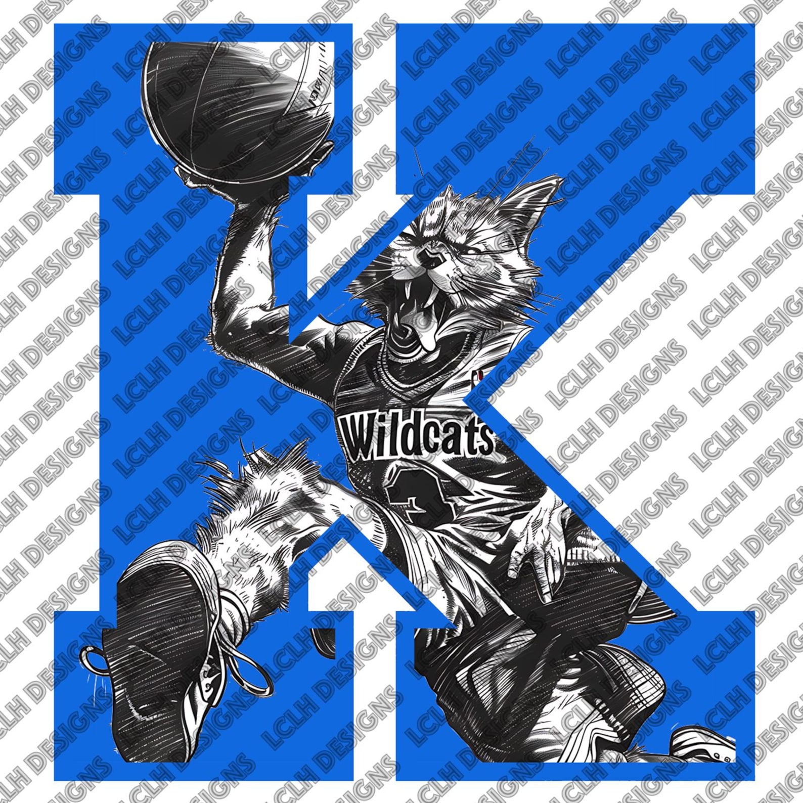 Basketball Wildcat K, PNG, Sublimation, Imprinted K, Basketball Wildcat ...