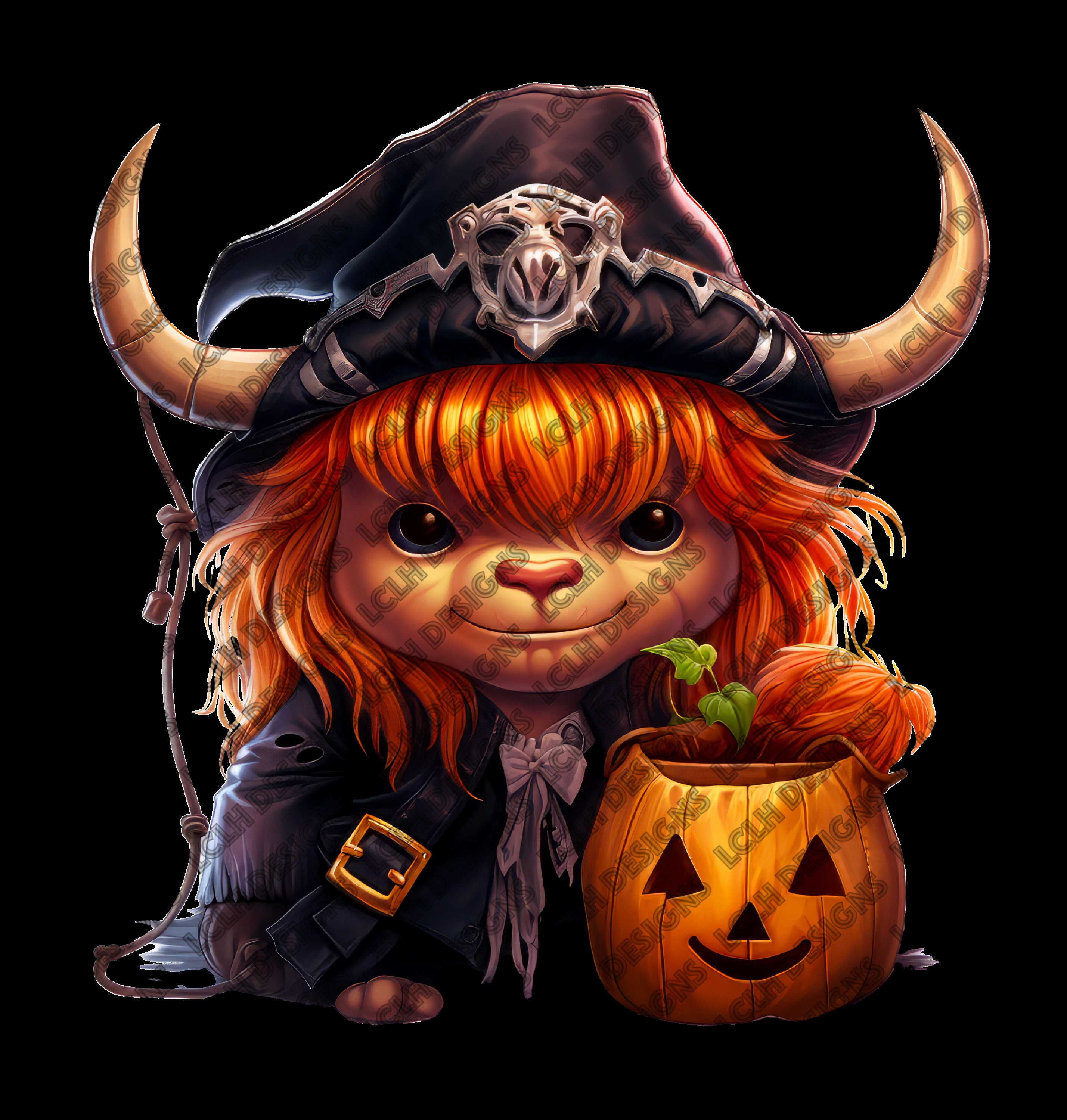 Baby Highland Cow Pirates Mini Pack Vol. 2, 300 DPI, PNG, Mini Bundle ...