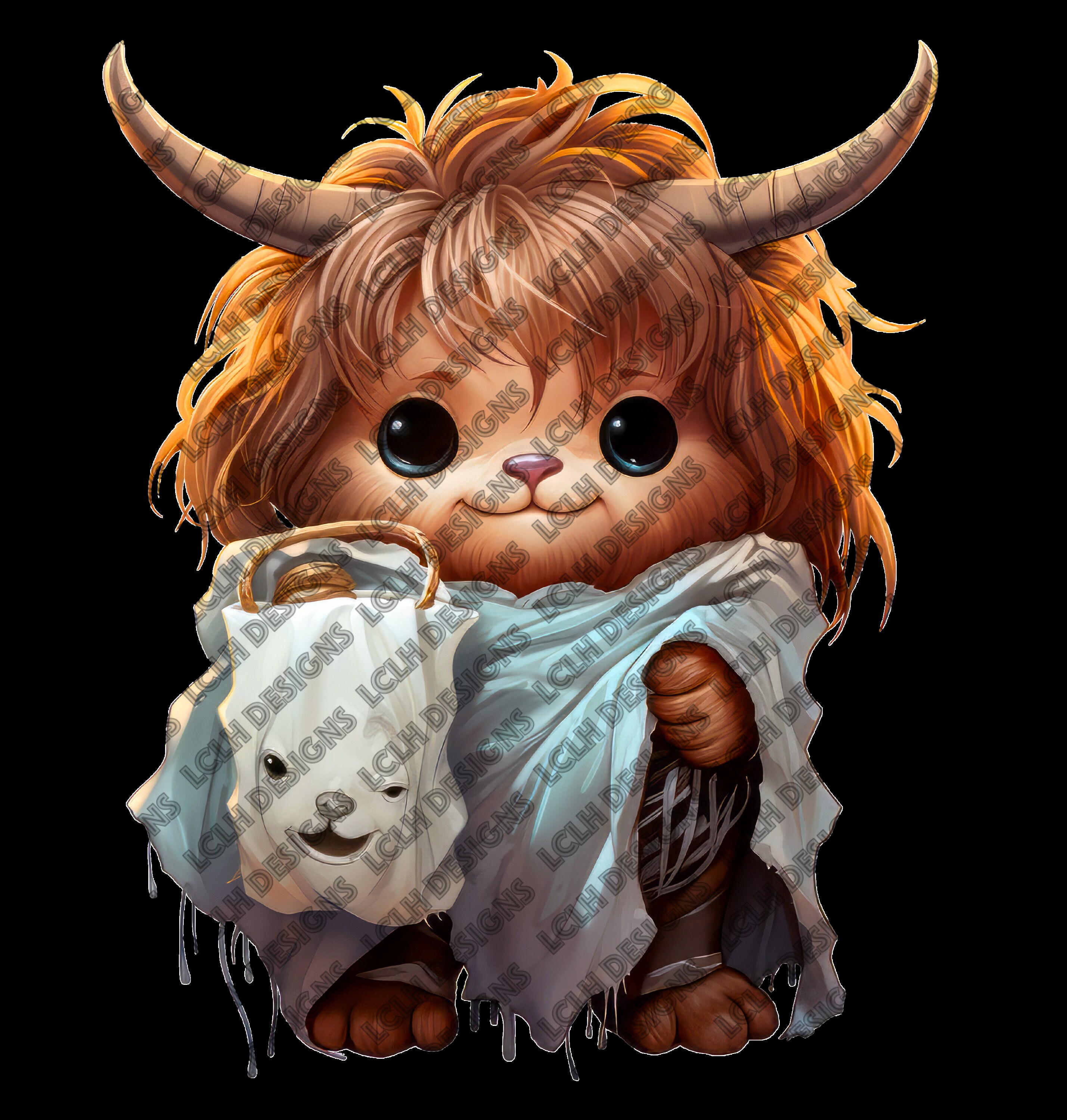 Baby Highland Cow Ghost Mini Pack 300 DPI PNG Mini Bundle - Etsy