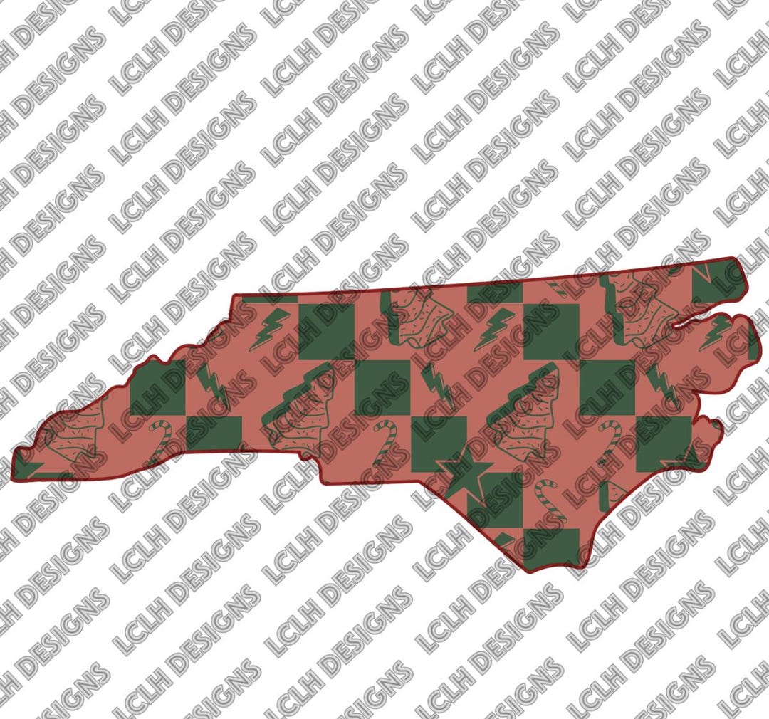 Christmas Pattern Filled North Carolina Bundle, 8 Pattern Fills, PNG ...