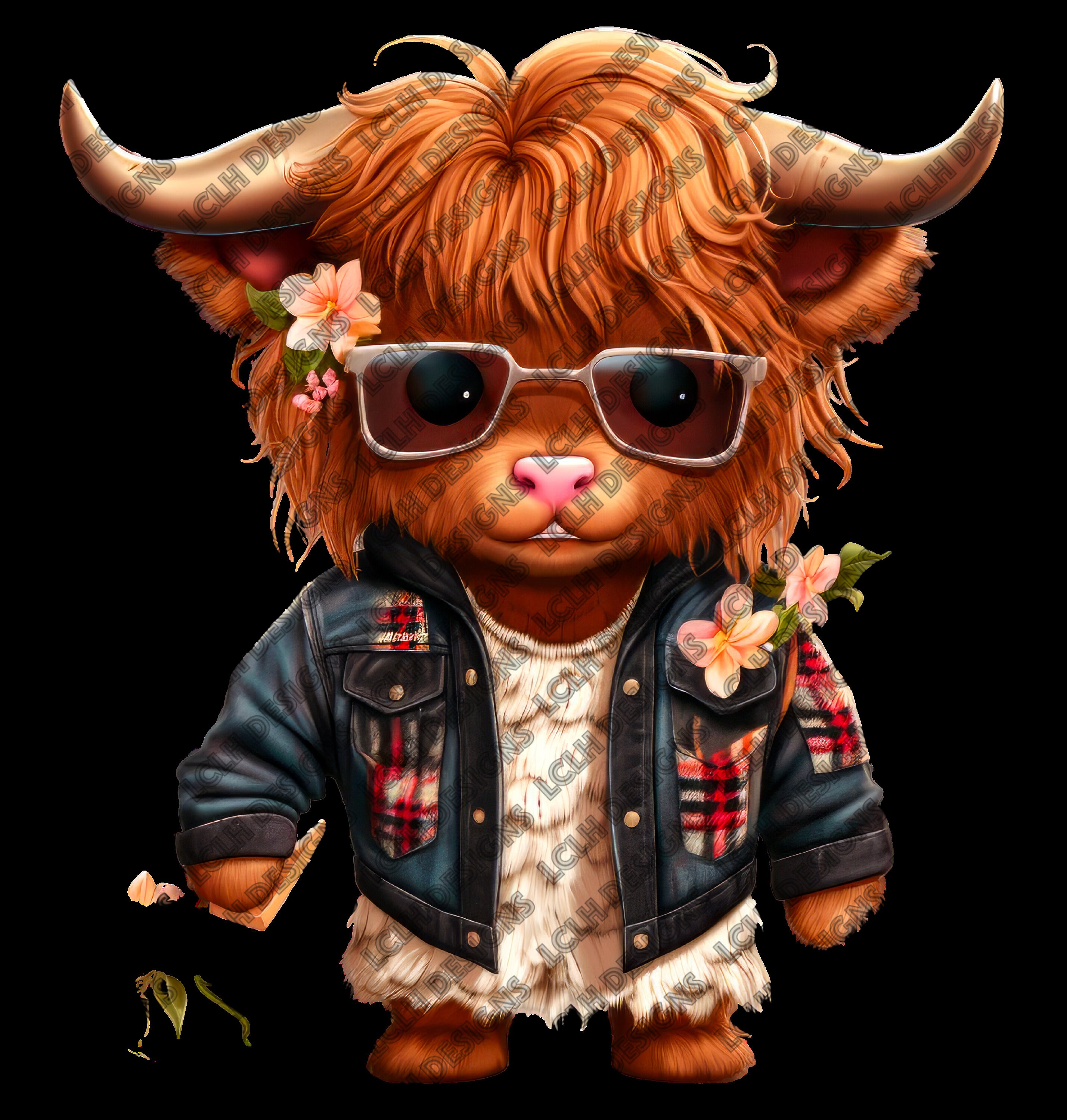 80's Style Baby Highland Cow Mini Pack, 300 DPI, PNG, Mini Bundle ...