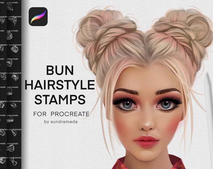 Procreate Bun Hairstyle Stamps, Procreate Hair Stamps, Procreate Hair ...