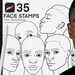 35 Black Male Face Stamps for Procreate, Procreate Brushes, Procreate ...