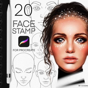 Procreate Portrait Brushes, Procreate Face Stamp Brushes, Sample Faces ...