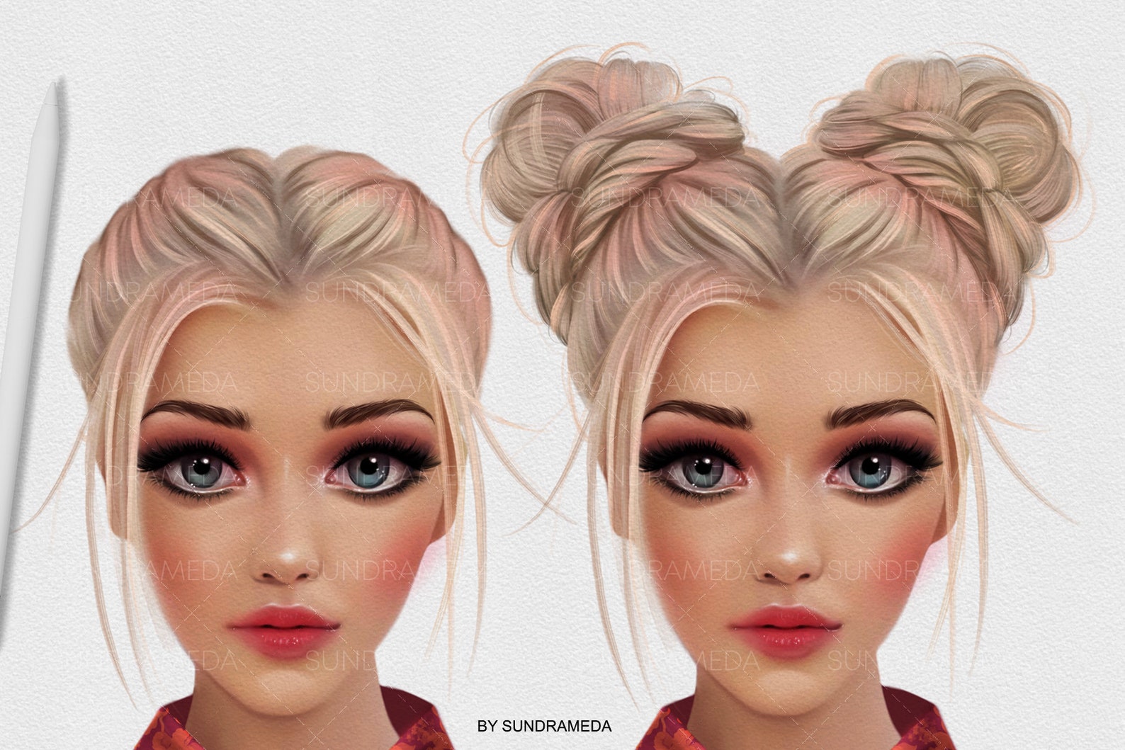 Procreate Bun Hairstyle Stamps, Procreate Hair Stamps, Procreate Hair ...