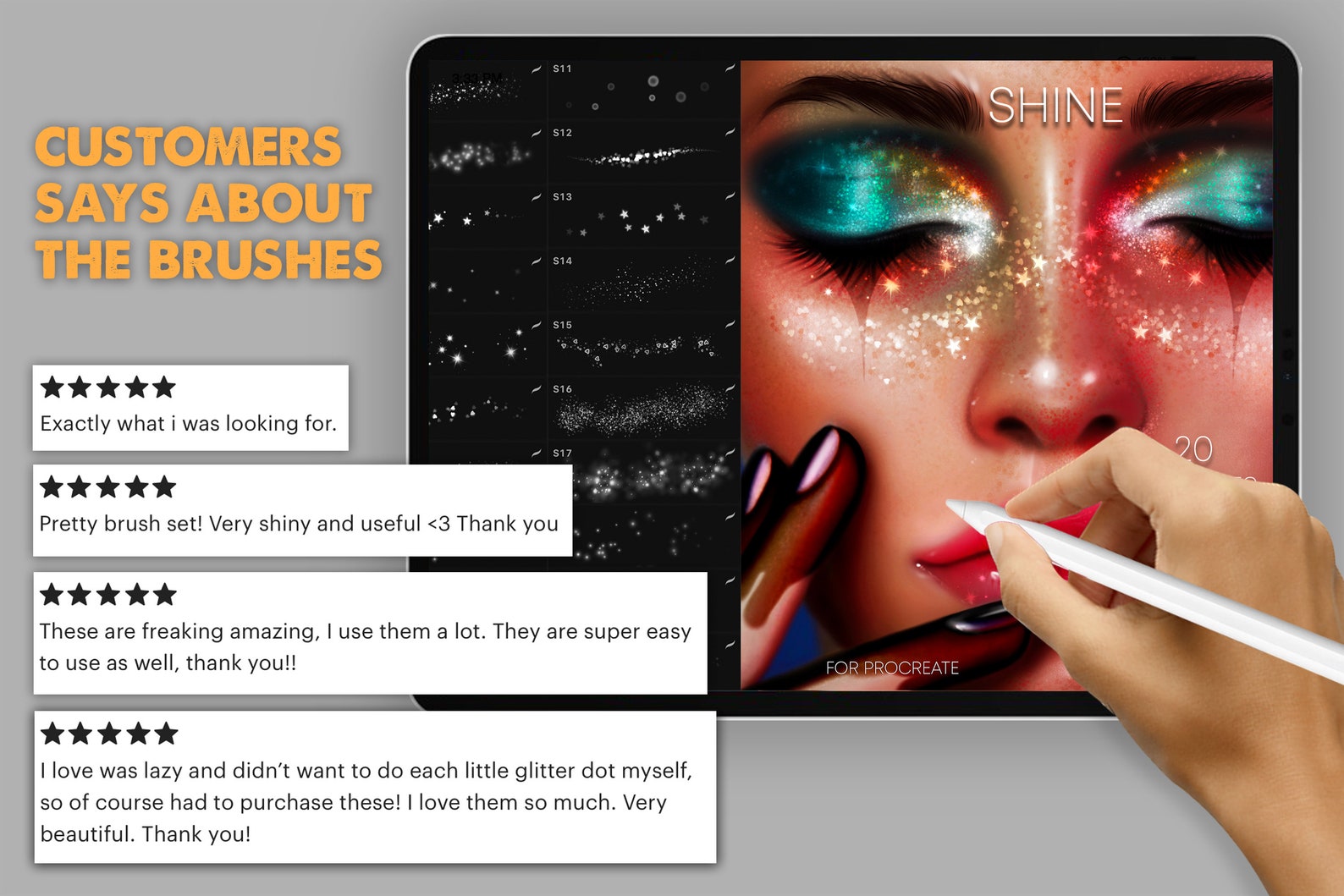 Procreate Brushes Glitter, Sparkle Brush Procreate, Shimmer Glitter ...
