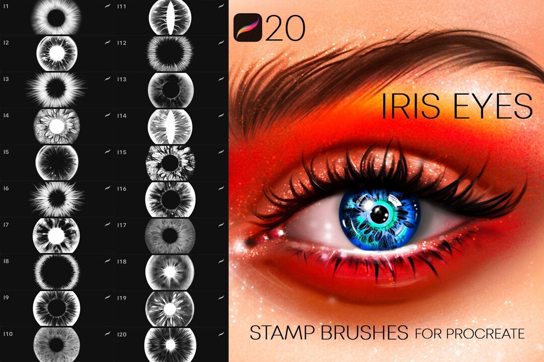Iris Procreate Stamp Brushes, Procreate Eye Stamp, Iris Brushes ...