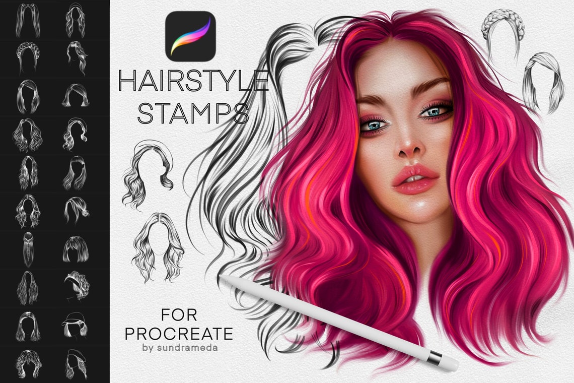 Hairstyle Brushes for Procreate, Procreate Hair Stamps Brushes ...