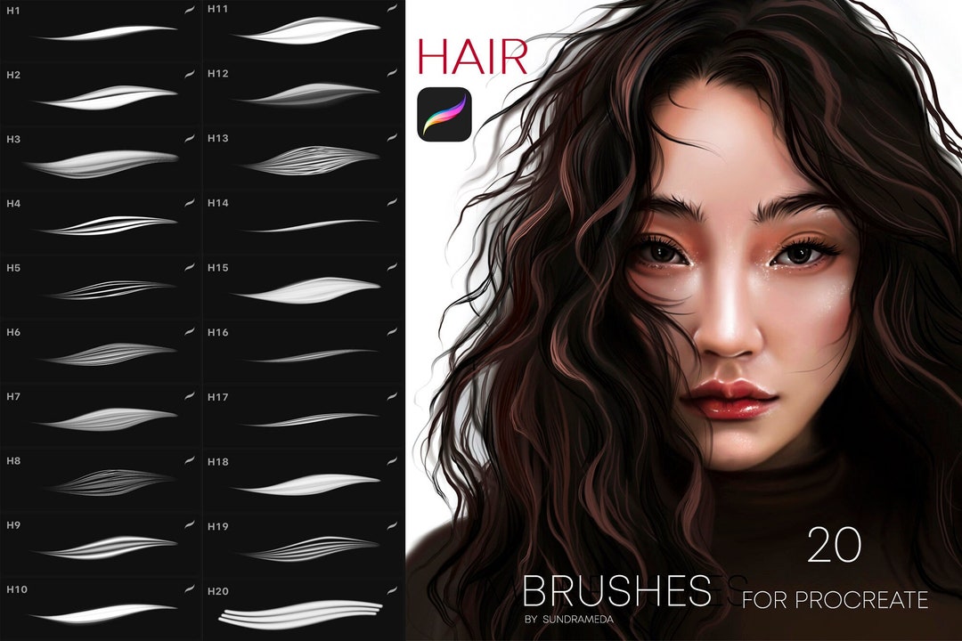 Procreate Hair Brushes. Hair Procreate Brush. Procreate Hairstyle, Face ...