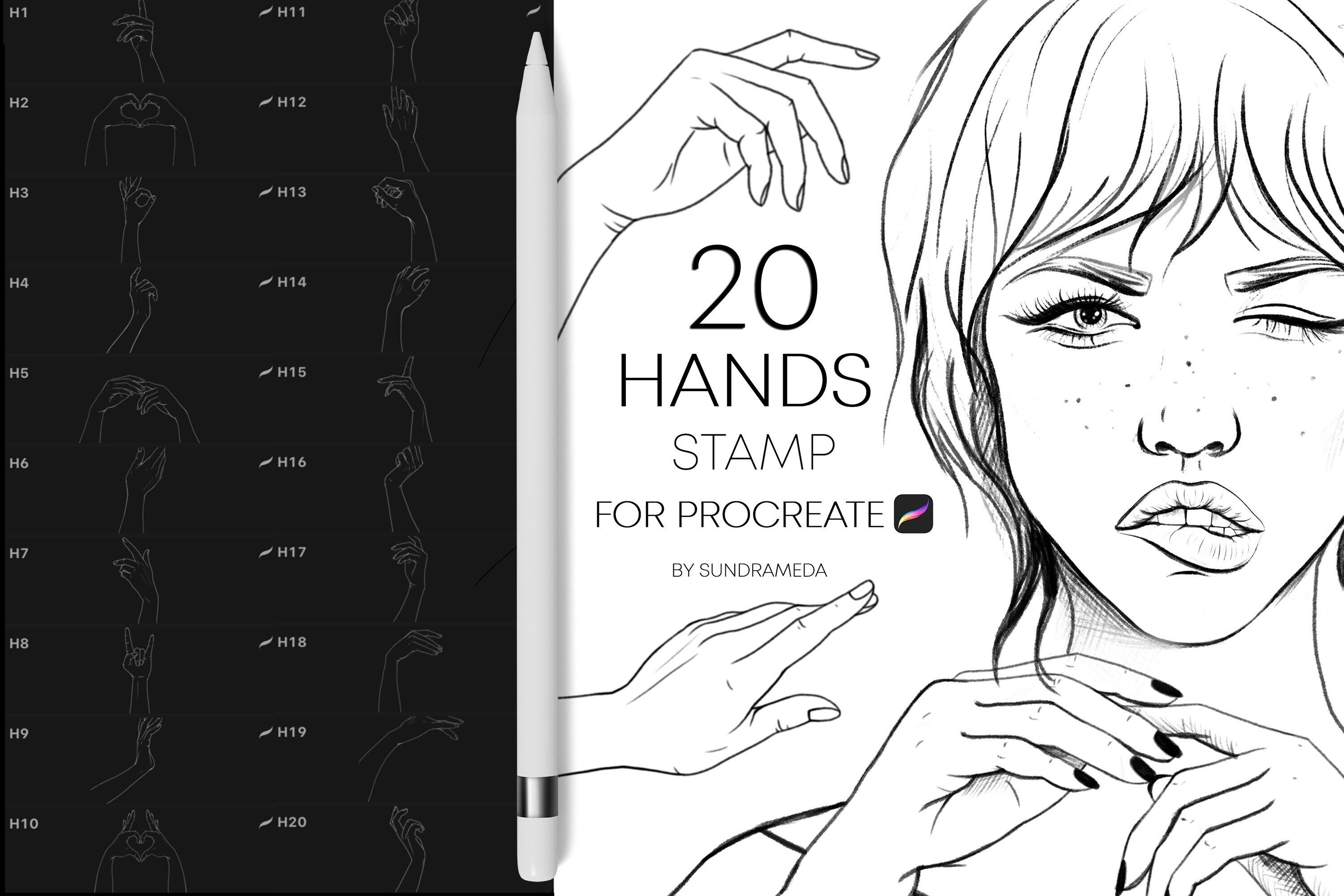 Procreate Hand Stamps, Procreate Brushes, Procreate Body Stamps ...