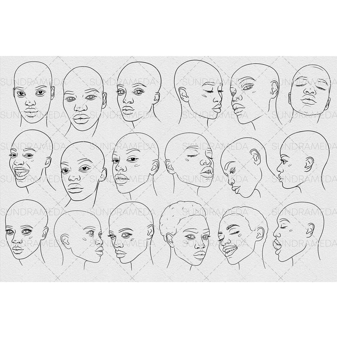 Face Stamp Brushes Procreate, Black Female Face, African Women, Sample ...