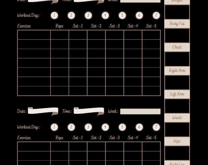 Exercise Tracker, Weekly Workout Tracker, Fitness Log, Workbook Log ...