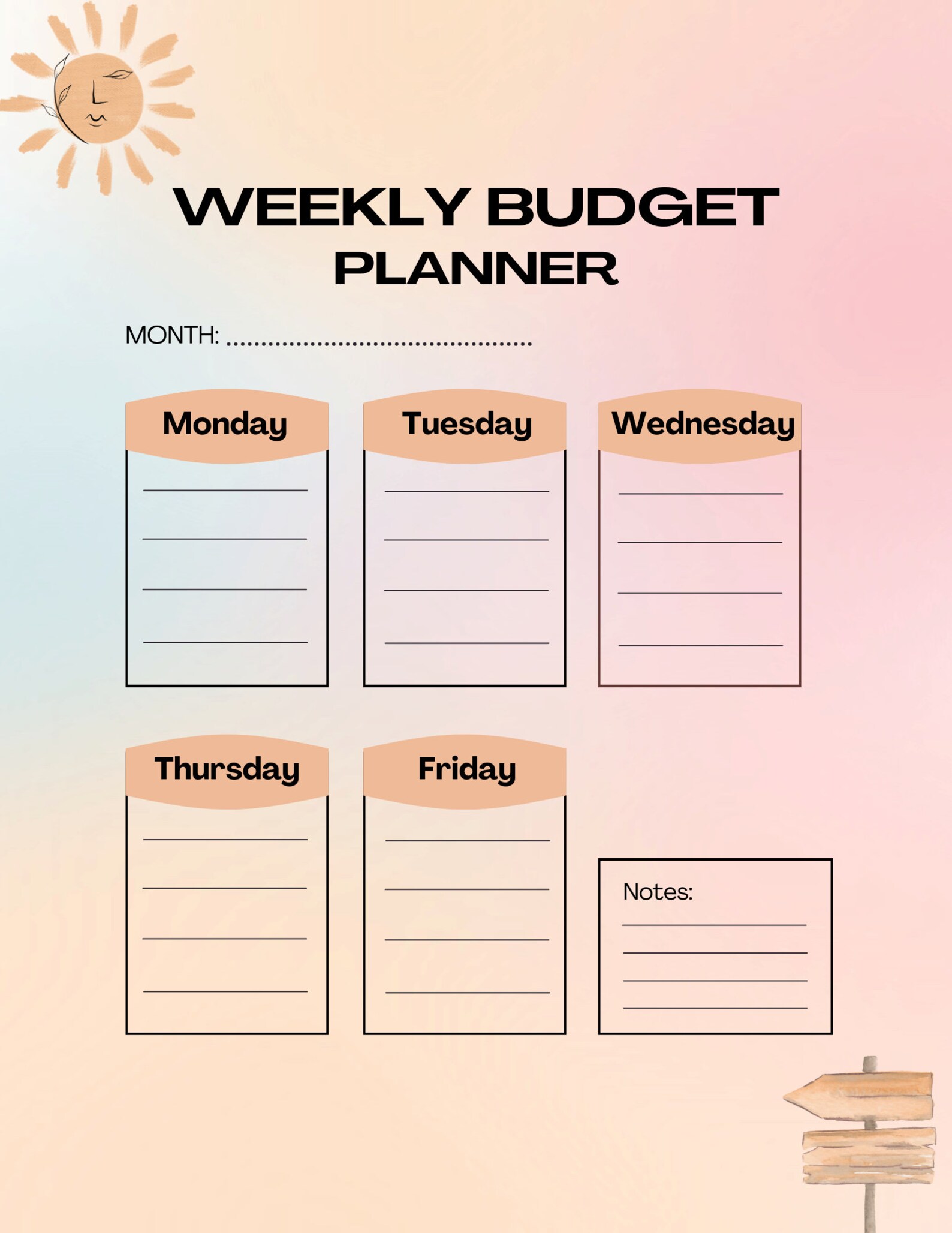 Weekly Budget Template Printable, Weekly Budget Printable, Budget ...