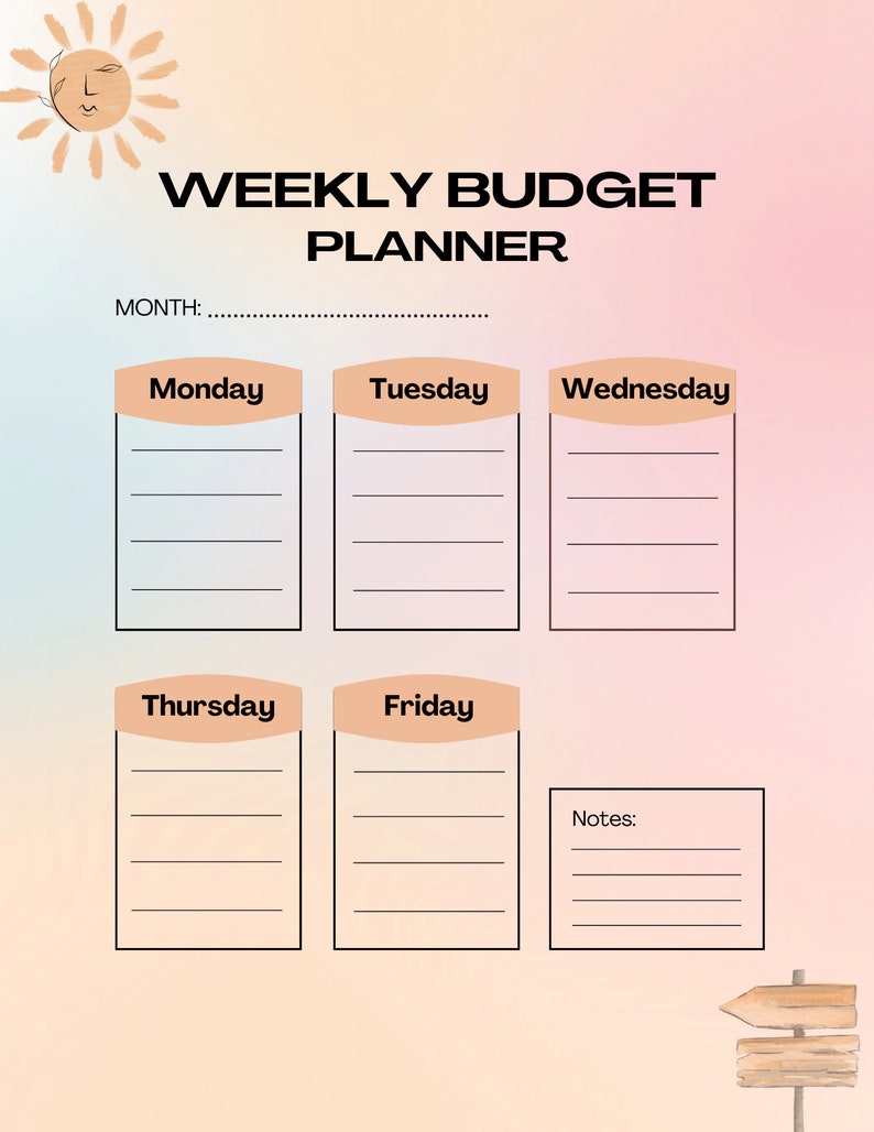 Weekly Budget Template Printable, Weekly Budget Printable, Budget ...