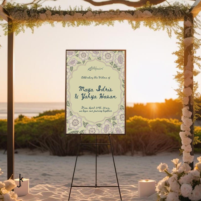 Editable Sage Green Wedding Sign, Custom Dusty Rose Floral Signage ...