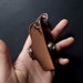 Mini Brown Leather Key Holder - Minimalist Key Case - Vegetable Tanned ...